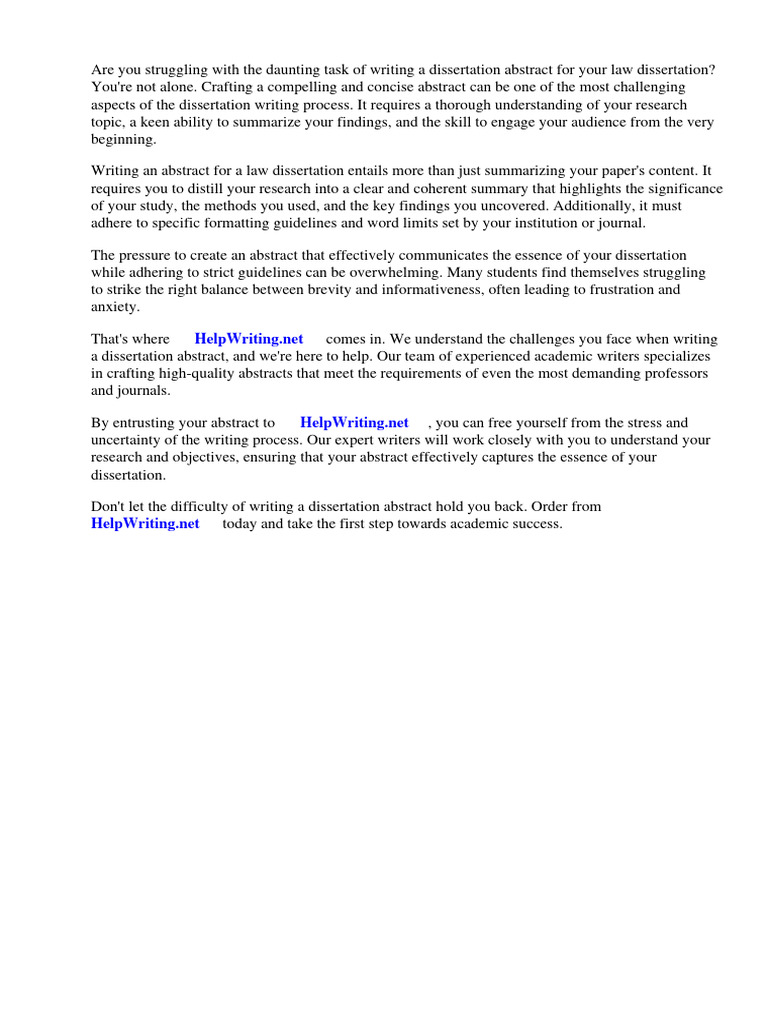 How To Write An Abstract For A Law Dissertation | PDF | Abstract ...