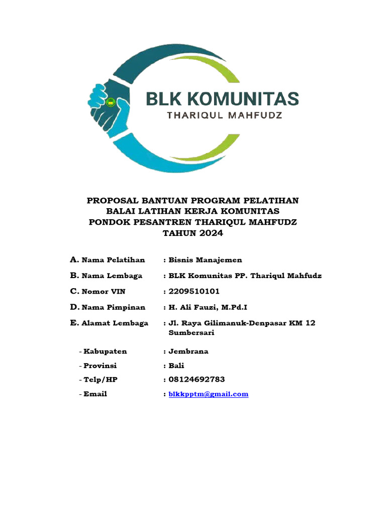 Proposal Bantuan Program Pelatihan | PDF
