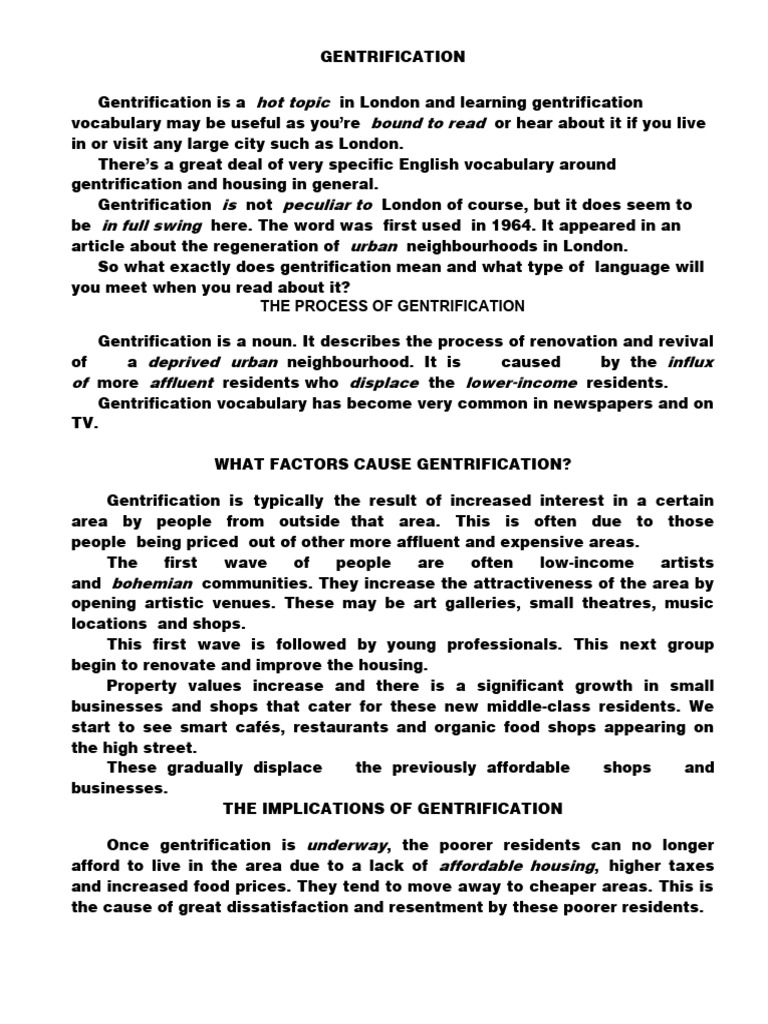 GENTRIFICATION | PDF | Economies