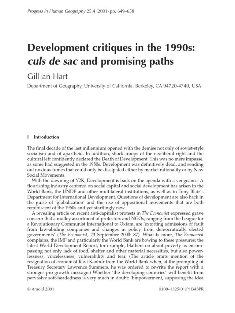 Hart Development Critiques in The 1990s Culs de Sac and Promising Paths ...