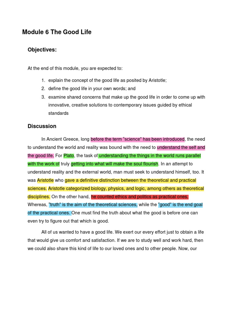 Chapter 6 - The Good Life | PDF | Happiness | Virtue