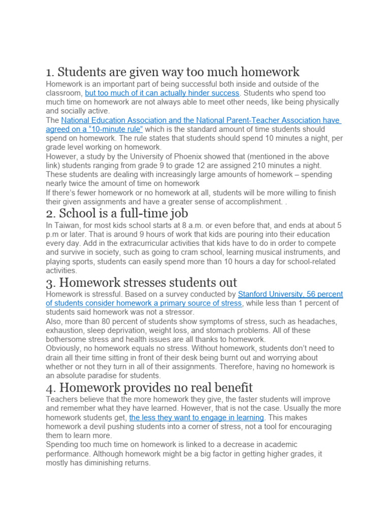 Homework Should Be Bannes | PDF | Homework | Sleep