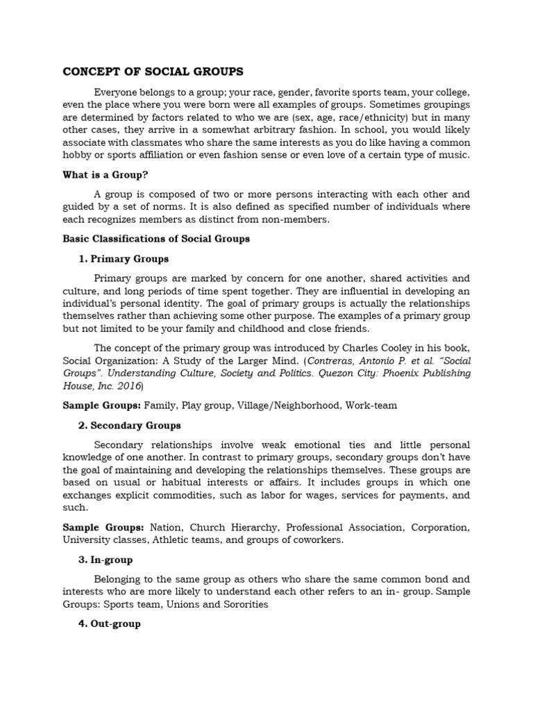 Understanding Social Groups and Types | PDF | Social Group ...