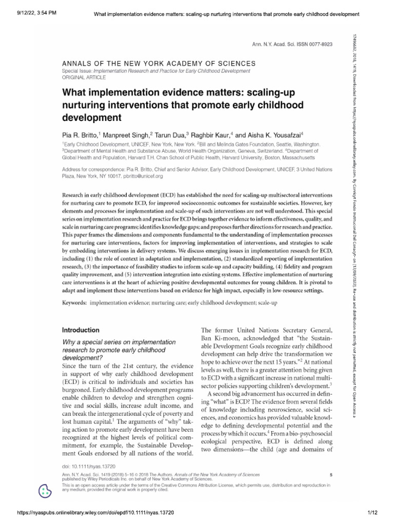 Implementation Evidence in ECD | PDF