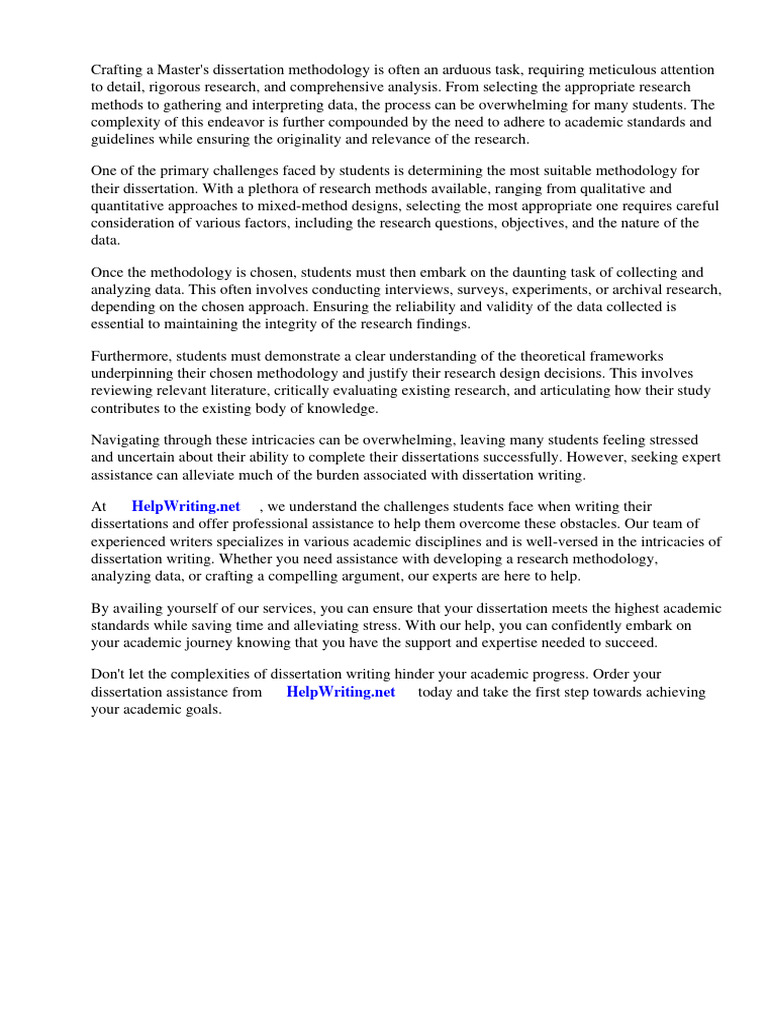 Example Masters Dissertation Methodology Pdf Methodology