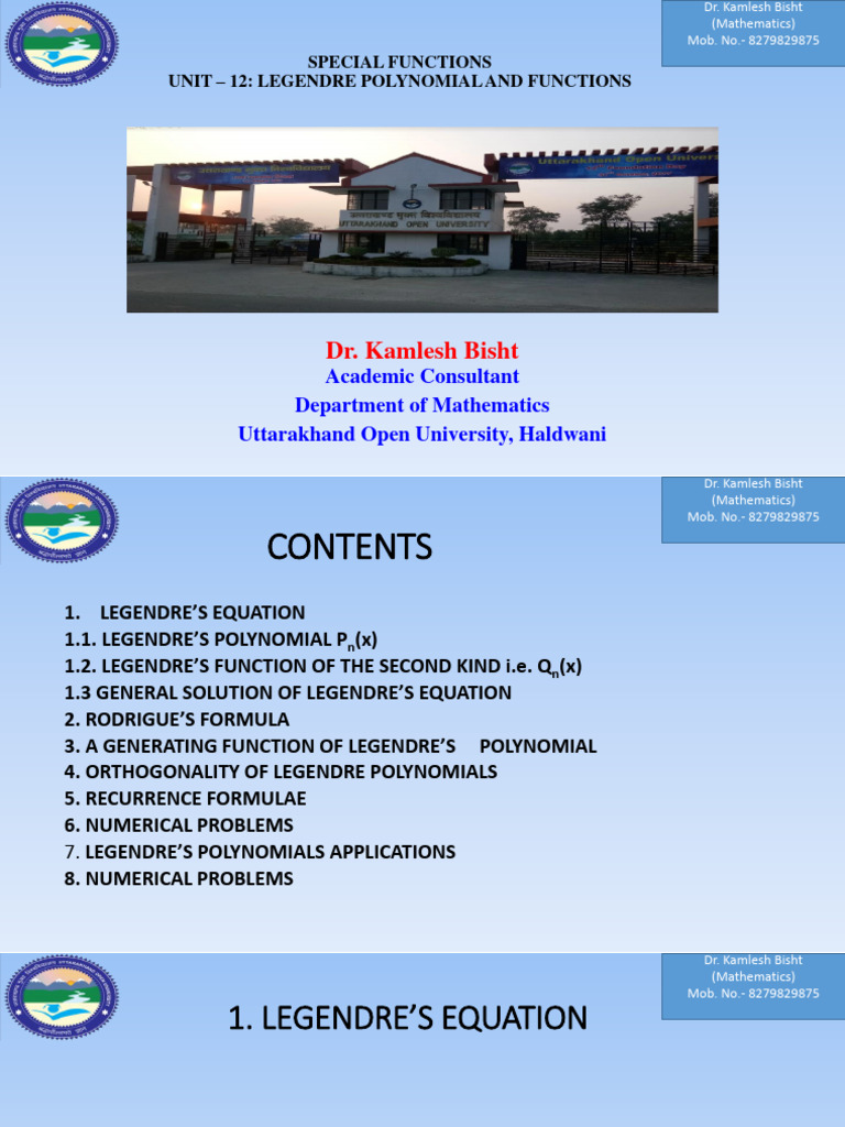 Special Functions PPT by Dr. Kamlesh Bisht | PDF | Numerical Analysis ...