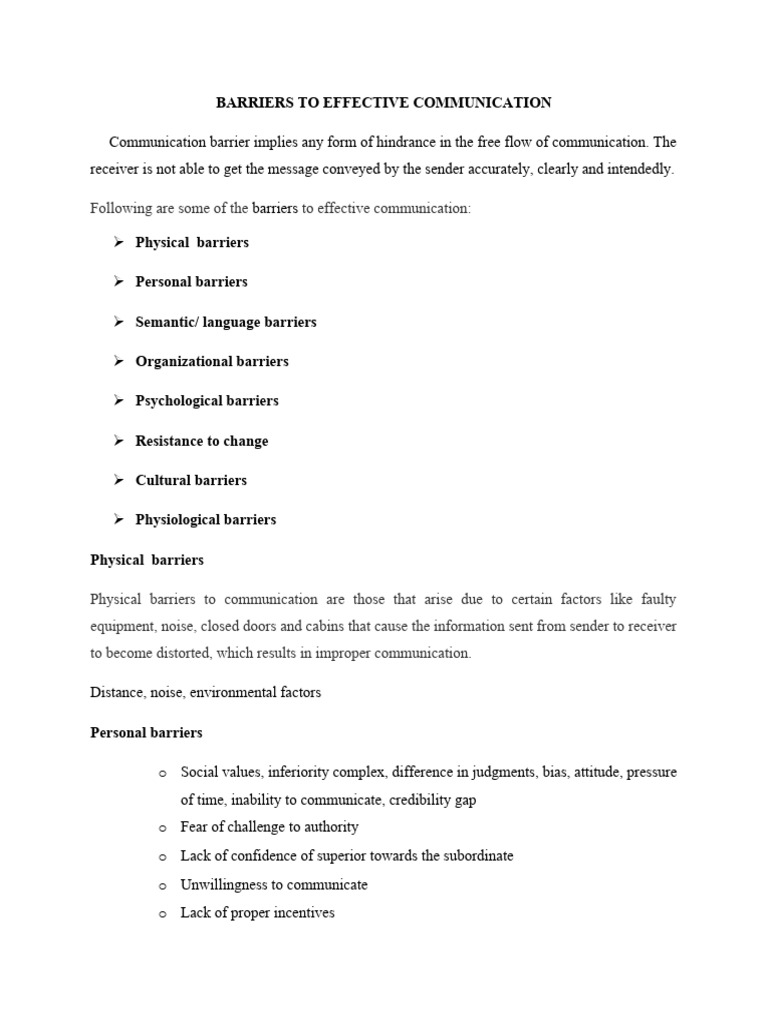 Barriers To Effective Communication | PDF | Communication | Attitude ...
