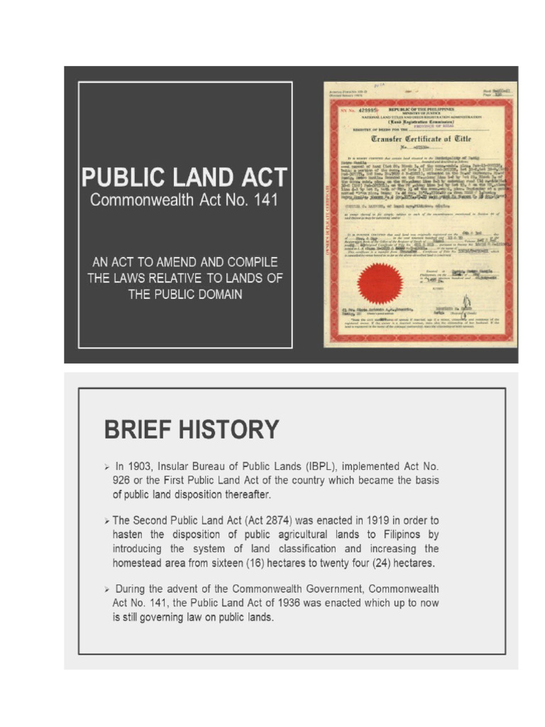 Public Land Act L Group 1 | PDF