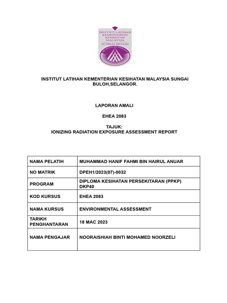 0032-Ionizing Radiation Exposure Assessment Report | PDF