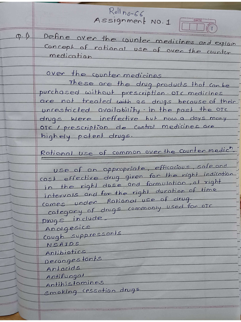 Pharmacy Practice Assignment 1 | PDF