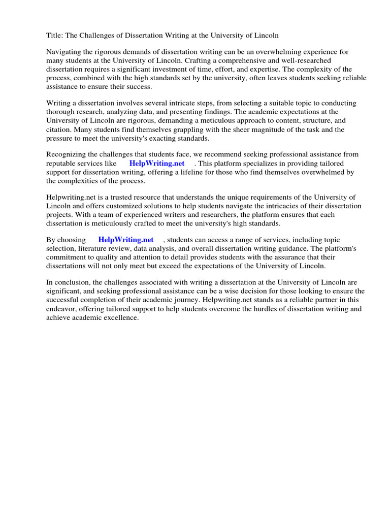 Dissertation University of Lincoln | PDF | Thesis | Postgraduate Education