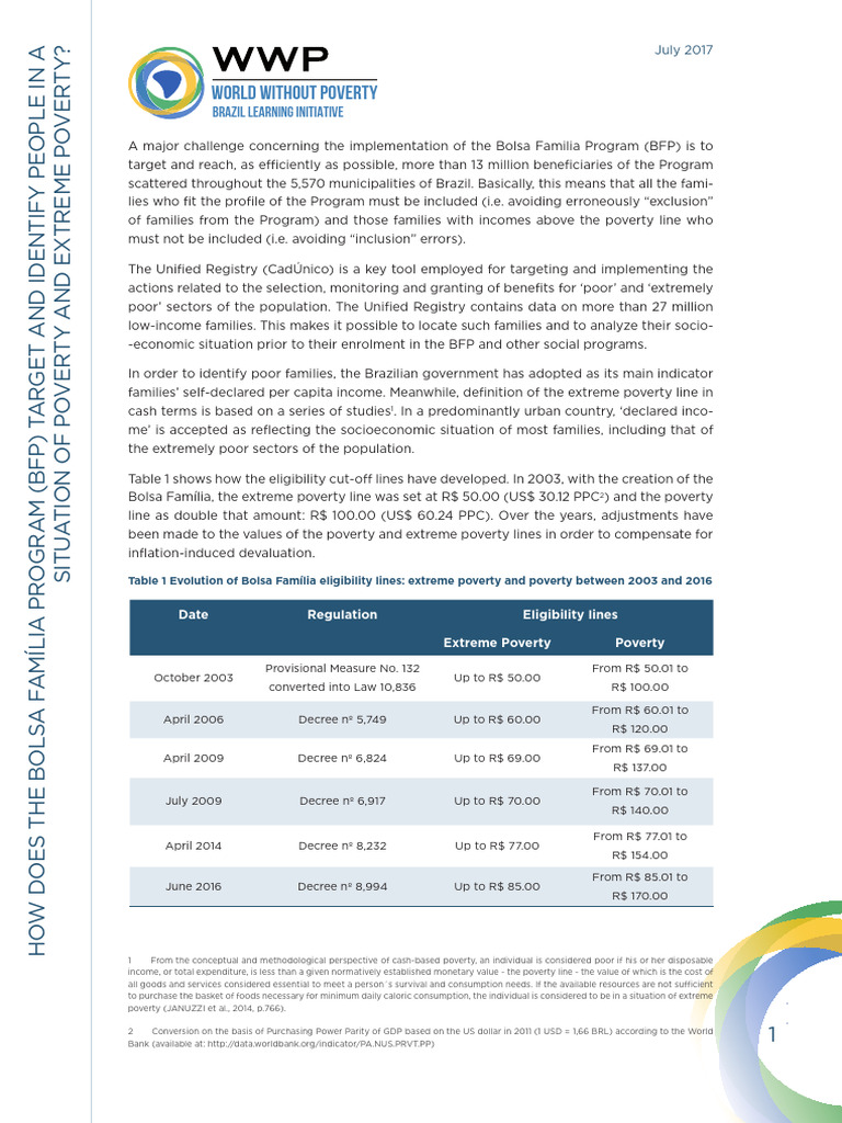 BFP Coverage Targeting and Eligibility Identification of Families | PDF ...