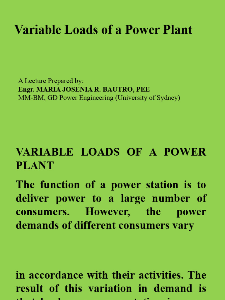 Variable Loads of A Power Plant | PDF | Power Station | Demand