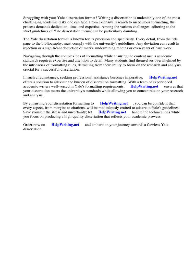 Yale Dissertation Format | PDF | Thesis | Essays