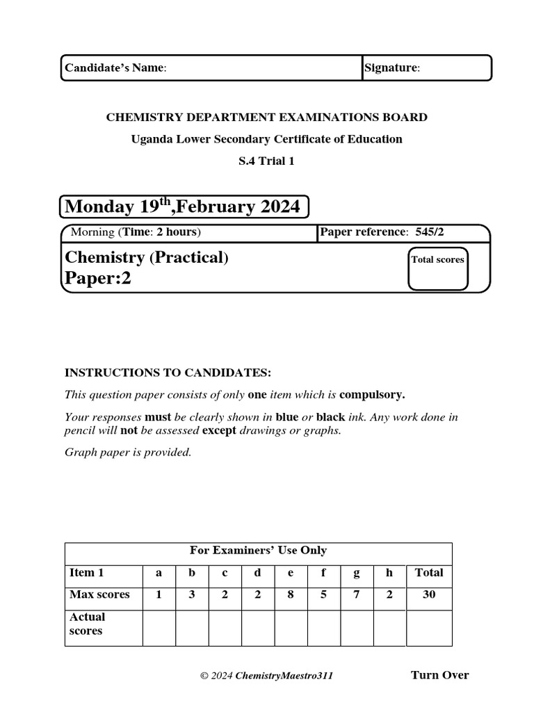 CBC Chem P2 Trial 1 by CM311 | PDF