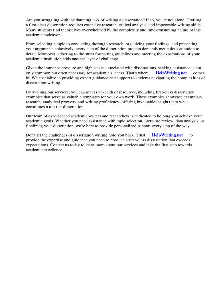 First Class Dissertation Examples | PDF | Thesis | Essays