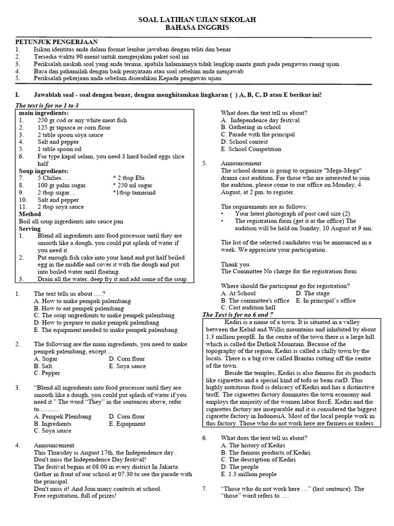 Soal US Bhs Inggris Kelas XII | PDF | Mosque | Tofu