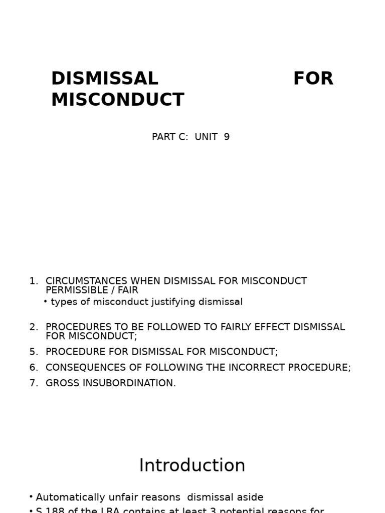 Dismissal for Misconduct Guidelines | PDF | Government | Common Law