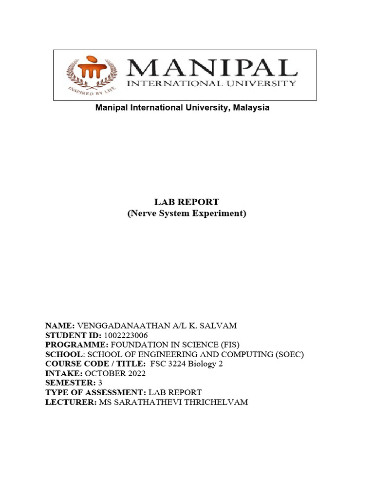 Ruler Drop Lab Report - Vengga | PDF