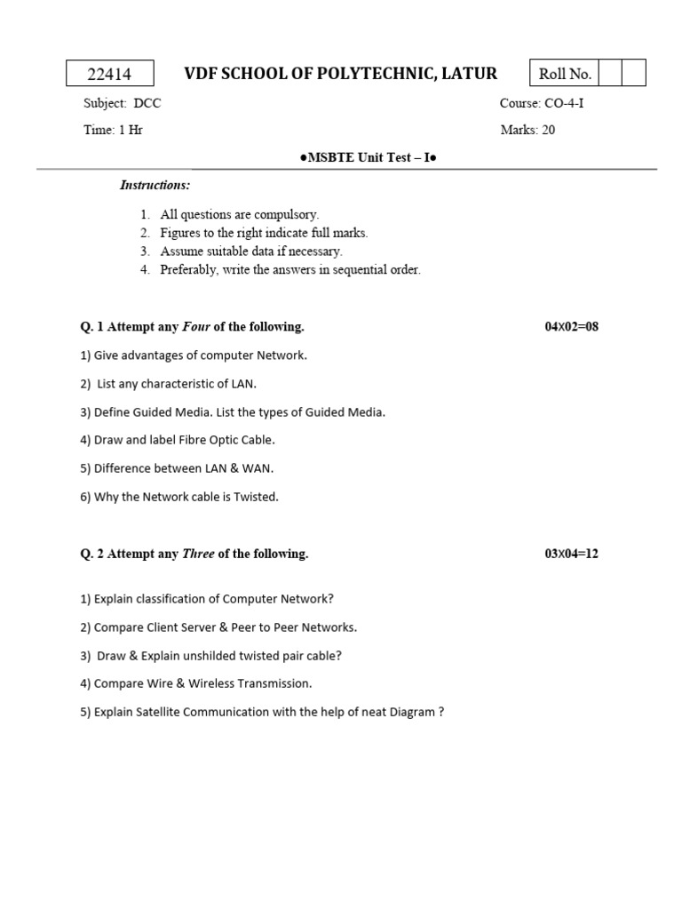 VDF School of Polytechnic, Latur: Instructions | PDF