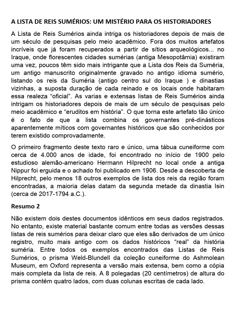 A Lista de Reis Sumérios | PDF | Suméria | Holanda