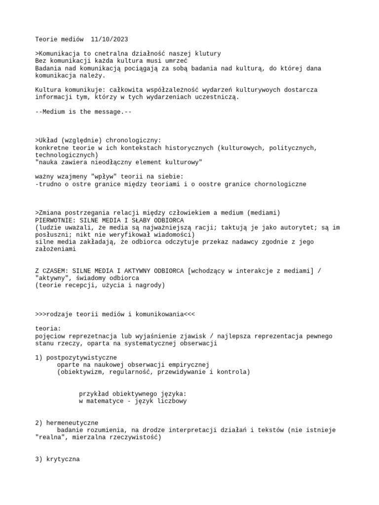 Teorie Mediów | PDF