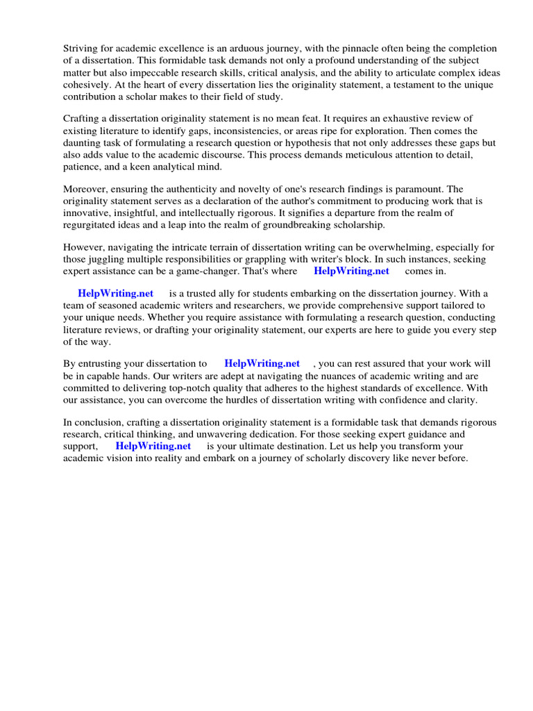 Dissertation Originality Statement | PDF | Thesis | Doctor Of Philosophy