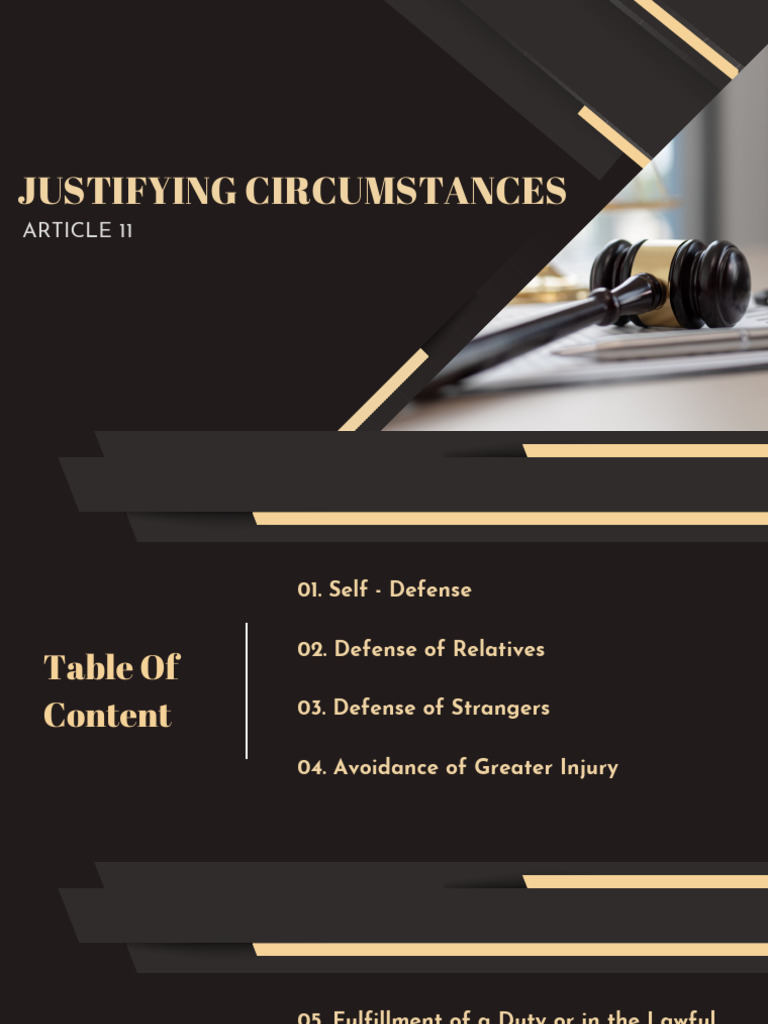 Article 11 Justifying Circumstances | PDF | Self Defense | Aggression