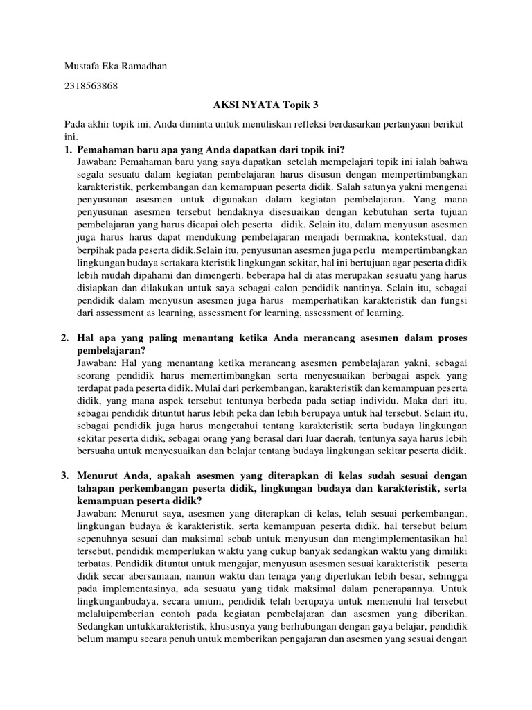 Aksi Nyata Topik 3 Mustafa | PDF