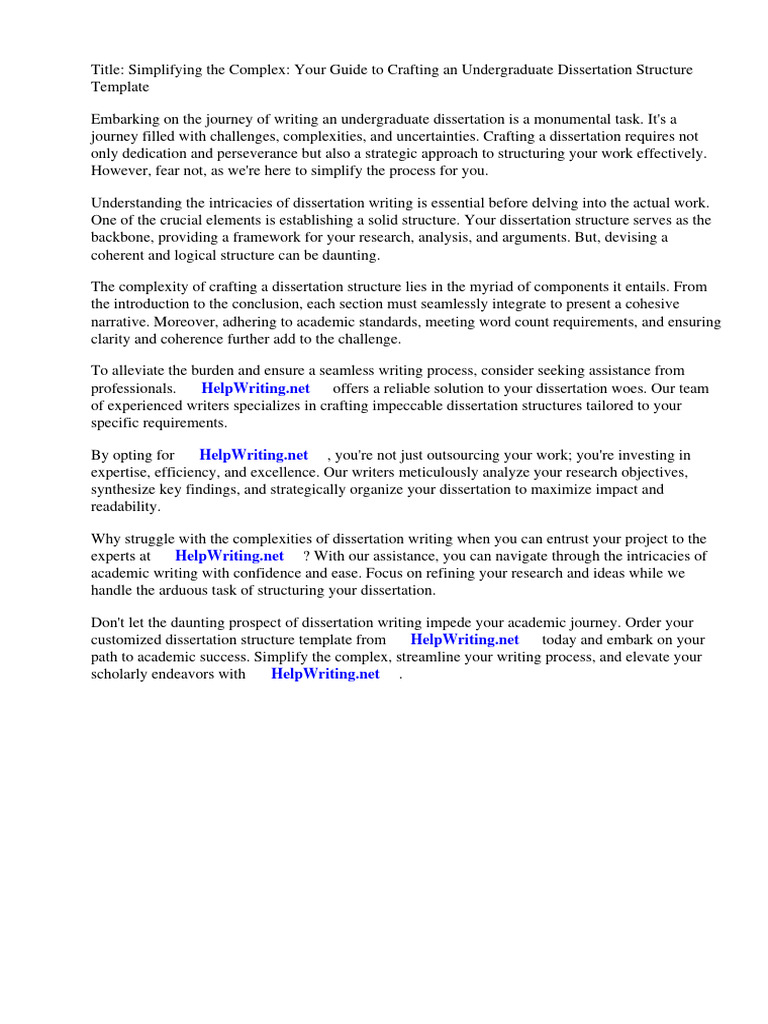 Undergraduate Dissertation Structure Template | PDF | Thesis | Methodology