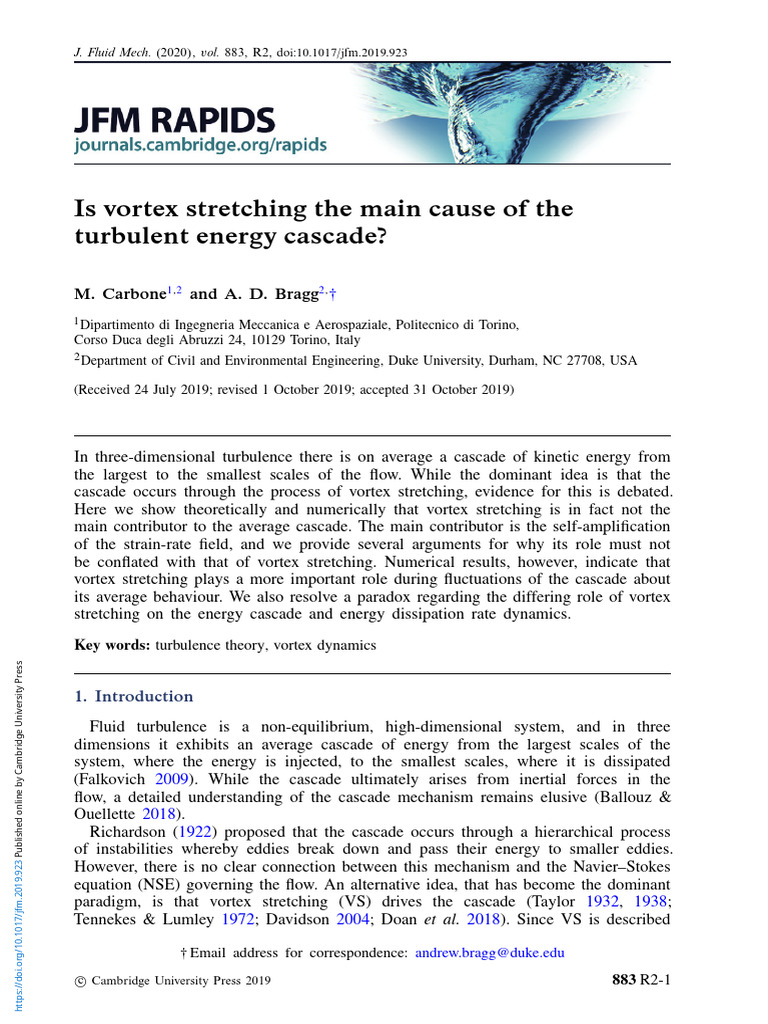 Is Vortex Stretching The Main Cause of The Turbulent Energy Cascade | PDF | Turbulence | Physics