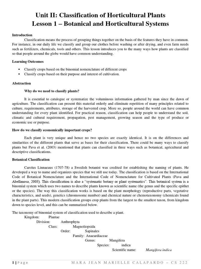 Module 1 Unit 21 Pdf Taxonomy Biology Genus
