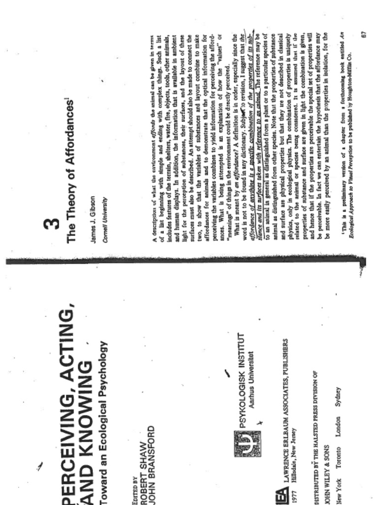 Gibson - The Theory of Affordance | PDF