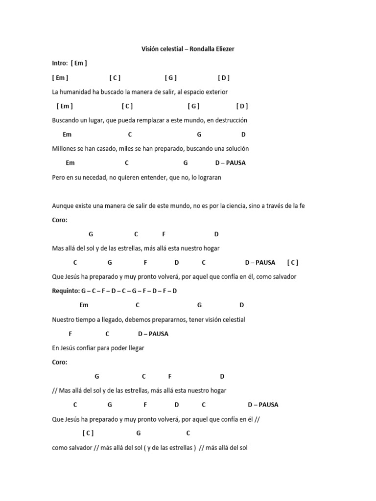 Visión Celestial - Rondalla Eliezer | PDF