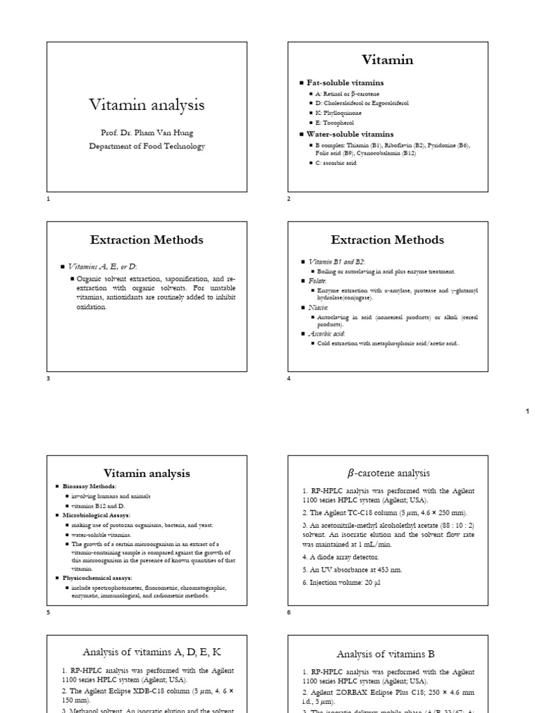 Vitamin Analysis Methods Overview | PDF | High Performance Liquid ...