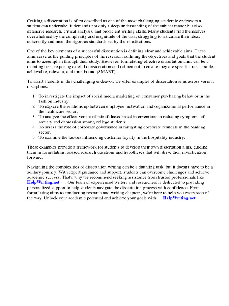 Dissertation Aims Examples | PDF | Thesis | Goal