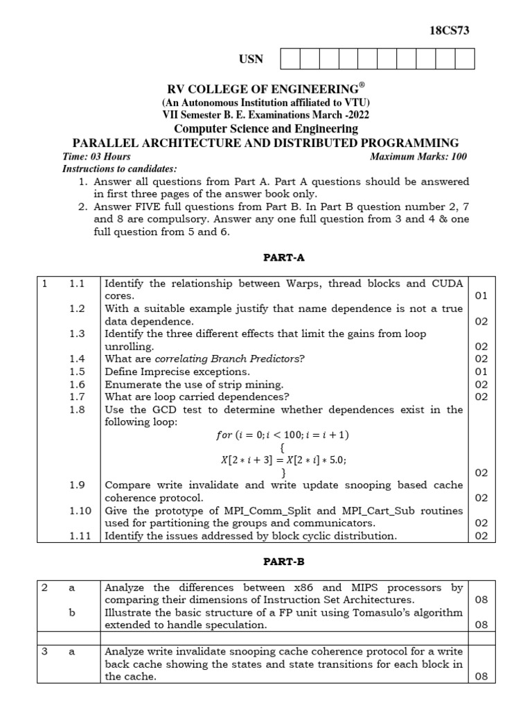 18CS73 | PDF | Cpu Cache | Parallel Computing
