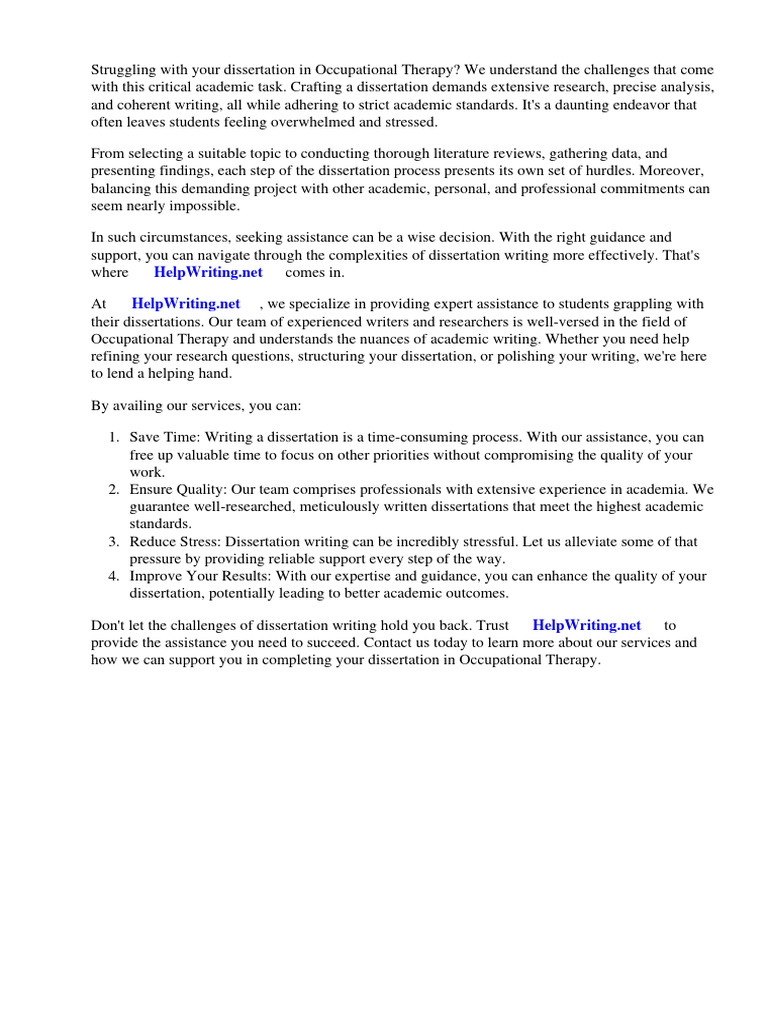 Dissertation Examples Occupational Therapy | PDF | Occupational Therapy ...