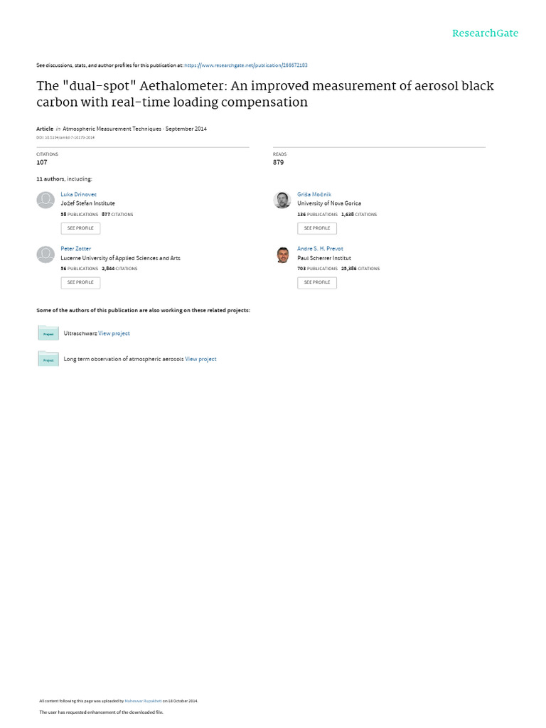 The Dual-Spot Aethalometer An Improved Measurement of Aerosol Black ...