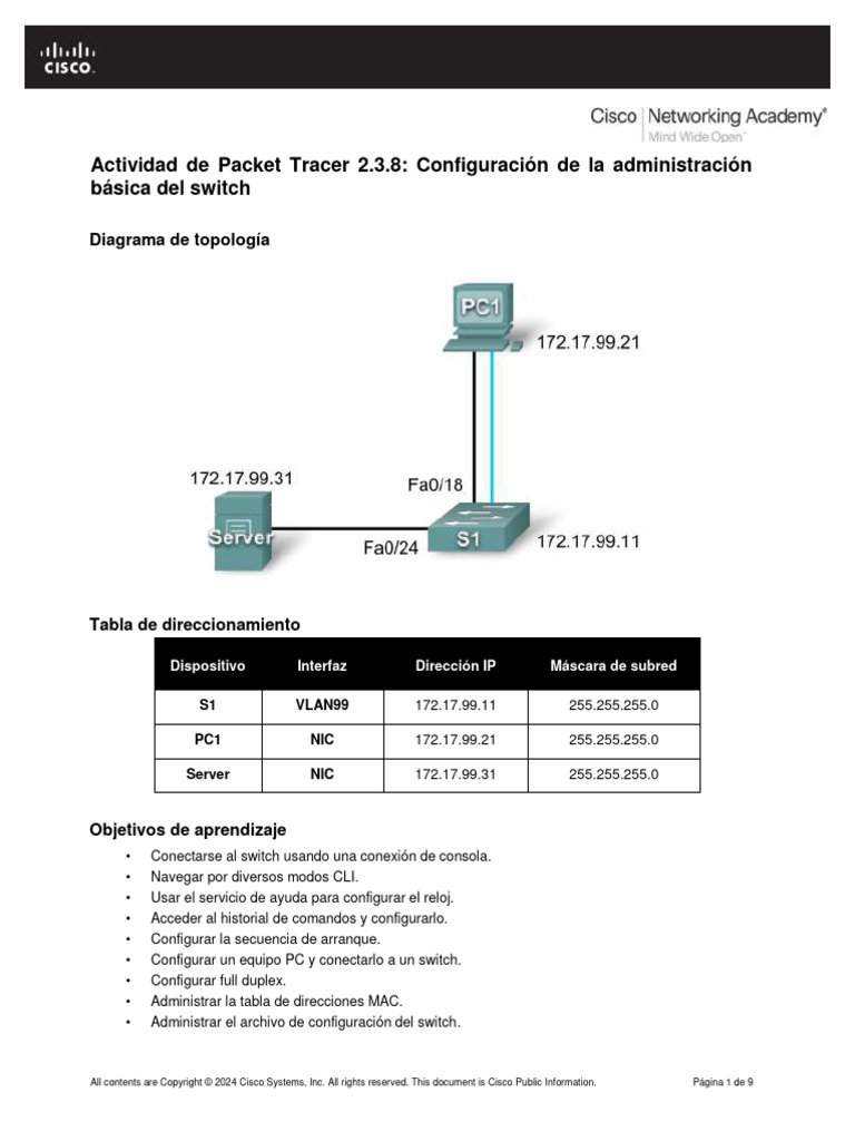 A.2.3.8 Configuración de La Administración Basica Del Switch | PDF | Dirección IP | Conmutador ...