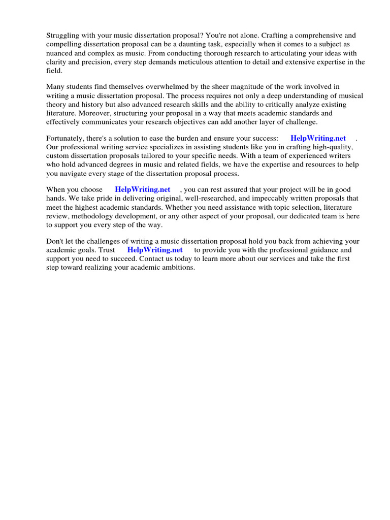 Music Dissertation Proposal Sample | PDF | Thesis | Page Layout