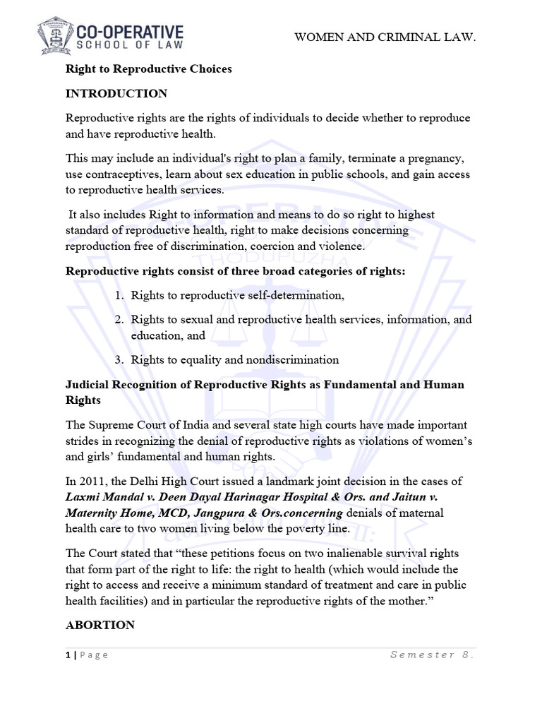 Reproductive Choices | PDF