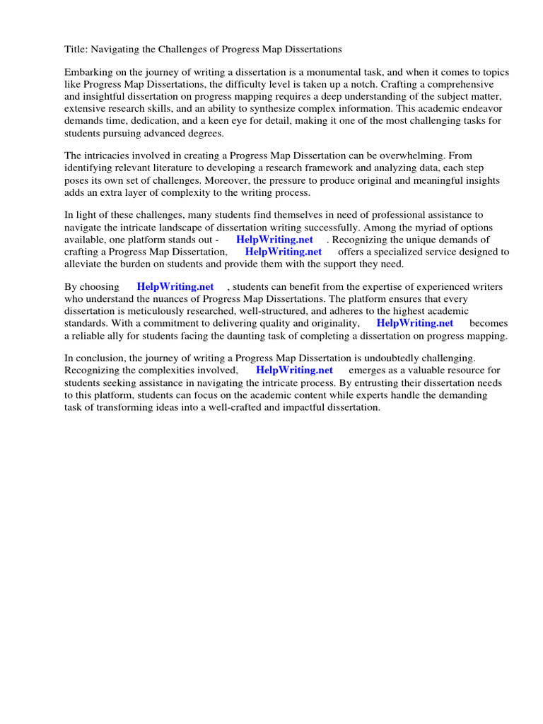 Progress Map Dissertation | PDF | Thesis | Doctor Of Philosophy