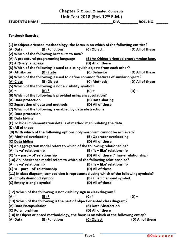 ANSWER KEY (6) - 57 Que | PDF | Method (Computer Programming) | Class (Computer Programming)