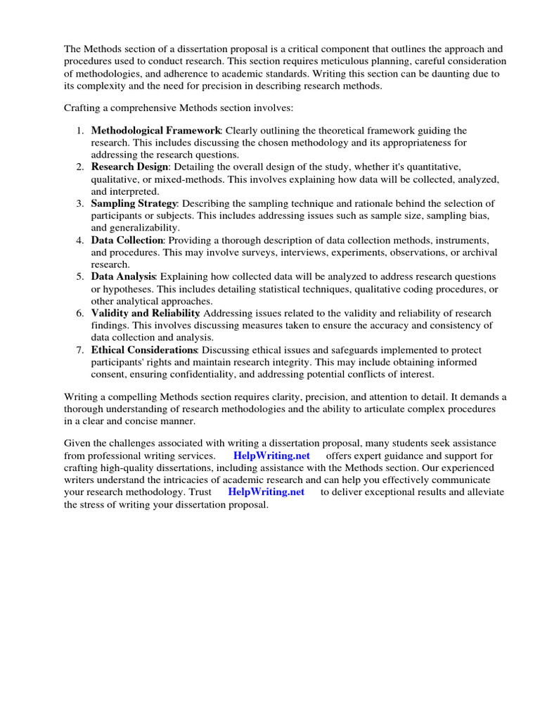 Methods Section of Dissertation Proposal | PDF
