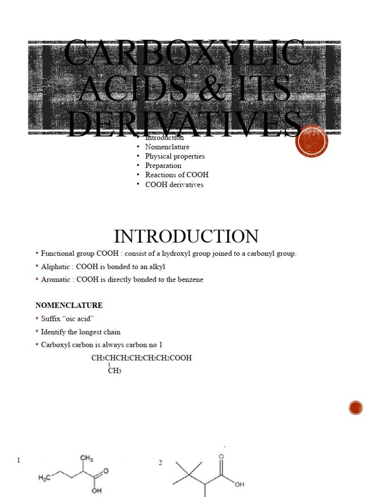 Carboxylic Acids and Derivatives Guide | PDF | Carboxylic Acid | Ester
