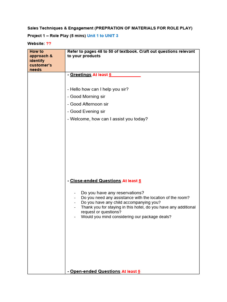 3 - Approach To Customers Needs (Role Play) | PDF | Career & Growth