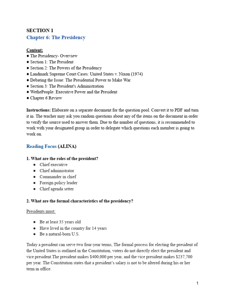 Understanding Presidential Powers and Roles | PDF | Presidents Of The ...