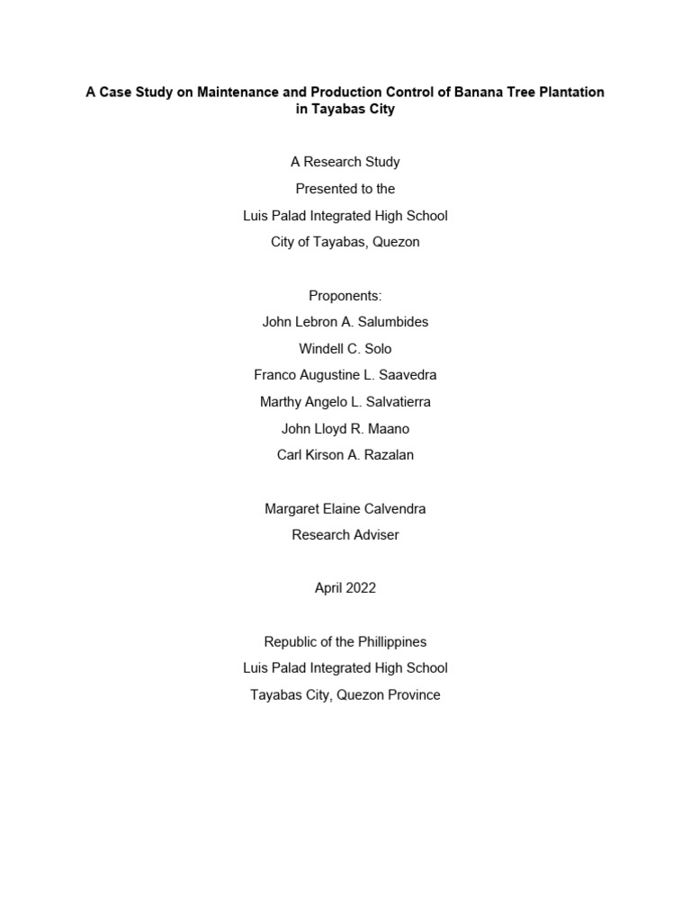 Chapter 1-3 A Case Study On Maintenance and Production Control of Banana Tree Plantation in ...
