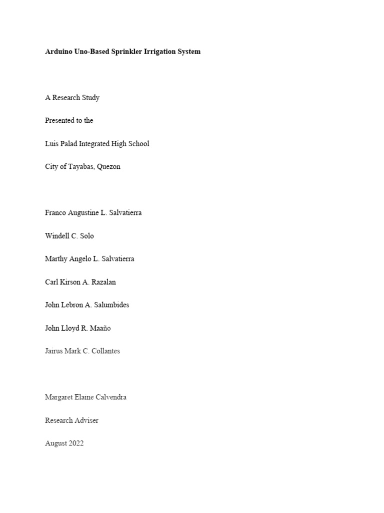Arduino Based Sprinkler System And Irrigation System Pdf Humidity Groundwater 
